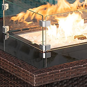 NICESOUL® Luxury High Back Extra Large Size PE Wicker Patio Furniture Sectionals 6 Pcs Outdoor Couch Sets with Fire Pit Table CSA Approved Espresso