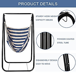 Hammock Chair with Stand, Heavy Duty Swing Stand and Chair for Indoor Outdoor Weather Resistant, Max Load 200 Lbs,for Swing Chair,Suitable for Indoor,Outdoor,Patio,Yard