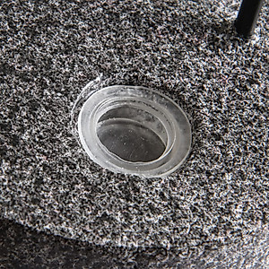 Everlasting Silk Flowers Cemetery Vase with Stakes - Plastic Flower Vases with 2 Ground Spikes, Draining Holes - For Garden, Lawn, Yard - Memorial Grave Decorations - 13x3.5x3.9”, Black Granite Design