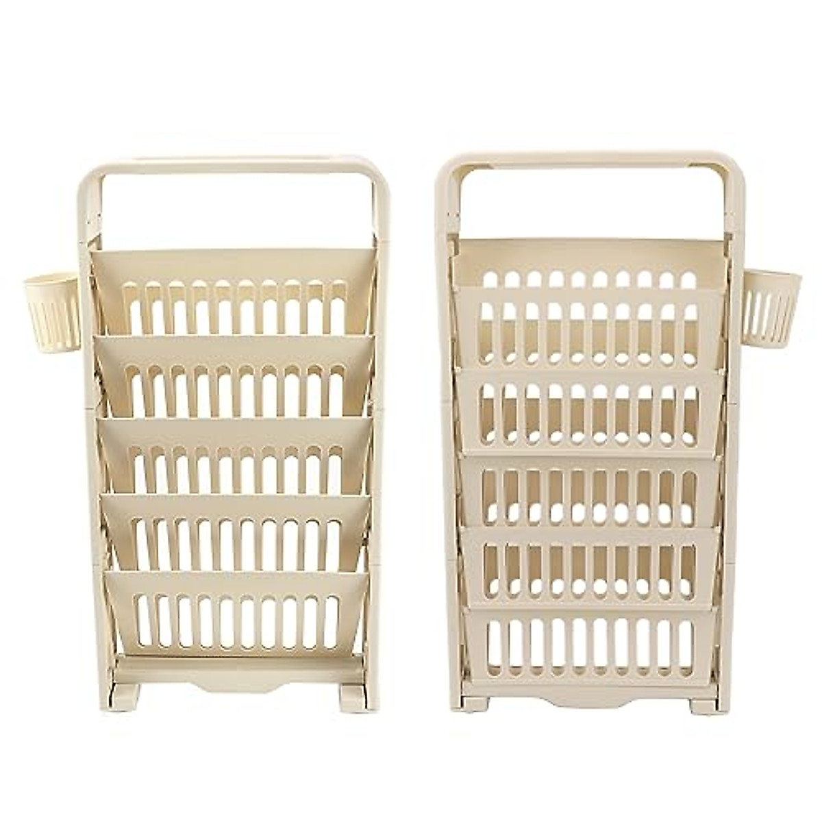 Fabater Movable Bookshelf Cart, 5 Tier Rolling Utility Cart, Mobile Book Cart with Pen Holder, Removable Storage Book Shelves, File Organizer for Home, Office, Kitchen, Classroom (Cream)