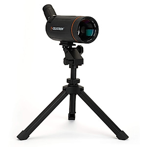 Celestron – Mini MAK 70mm Angled Spotting Scope – Maksutov Spotting Scope – Great for Long Range Viewing – 25–75x Zoom Eyepiece – Multi-Coated Optics – Rubber Armored – Tabletop Tripod Included,Black