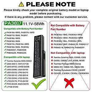 Laptop Battery PA3817U-1BRS PA3818U-1BRS PA3819U-1BRS for Toshiba Satellite C655 C675 C675D L645 L645D L655 L655D L675 L675D L745 L755 L755D P745 P755 P775 M645 A660 A655 PA3817U Series Battery