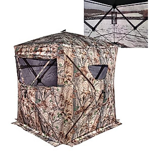 Muddy Outdoors Hunting Easy Set-Up Portable Concealable Black-Backed Water Resistant Epic Camo Prevue Ground Blind, 2-Person