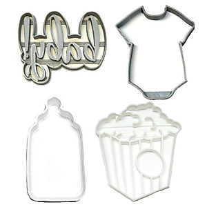 SHES ABOUT READY TO POP BABY SHOWER THEME KIT POPCORN ONESIE SET OF 4 COOKIE CUTTER USA PR1231