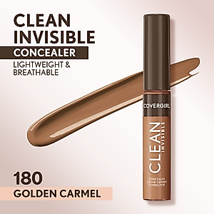 Covergirl Clean Invisible Concealer, Lightweight, Hydrating, Vegan Formula, Golden Caramel 180, 0.23oz