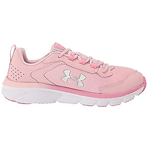 Under Armour girls Girls' Grade School Assert 9 Sneaker, (601) Prime Pink/Flamingo/Metallic Silver, 4.5 Big Kid US