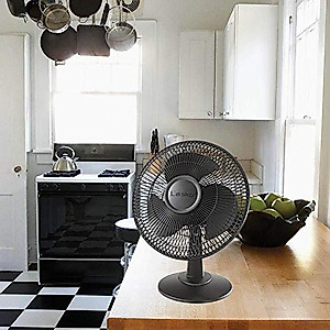 Lasko 12" 3 Speed Portable Oscillating Small Floor or Table Fan, Black (2 Pack)