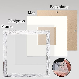 AVEAX 8x8 Picture Frames Display Pictures 4x4 with Mat or 8x8 Without Mat, Set of 4 Square Photo Frame for Wall or Tabletop White