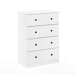 Furinno Tidur Simple Design Dresser, 4-Tier Knob, Solid White