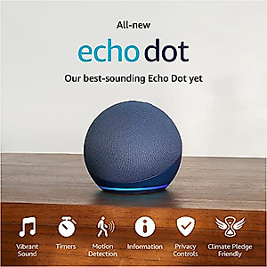 Echo Dot (5th Gen) | Deep Sea Blue with Amazon Basics Smart Color Bulb