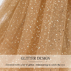 Hosuly 54" x 20 Yard Gold Tulle Fabric Sheer Stars and Moon Gold Tulle Rolls for Tutu Skirt DIY Craft Handmade Dress Skirt Fabric Wedding Decoration(Gold)
