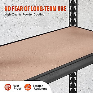 VEVOR Storage Shelving Unit, 5-Tier Adjustable, 2000 lbs Capacity, Heavy Duty Garage Shelves Metal Organizer Utility Rack, Black, 36" L x 18" W x 72" H for Kitchen Pantry Basement Bathroom Laundry