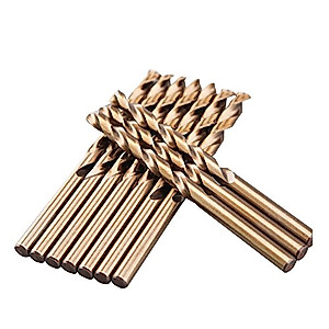 1/4" M35 Cobalt HSS Jobber Length Twist Drill Bit with Straight Shank,Heavy Duty, Pack of 10 PCS, Drilling for Cast Iron, Heat-Treated Steel, Stainless Steel and Other Hard Materials