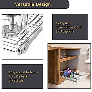 AHNR Pull Out Cabinet Organizer, Heavy Duty Cabinet Pull Out Shelves, Slide Out Cabinet Organizer Storage for Home, Pull Out Drawers for Kitchen Cabinets,12.4" W x 16.5" D