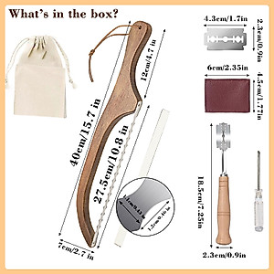 Flechazo Bread Knife for Homemade Bread - with Sourdough Lame Bread Scoring Tool and Replacement Stainless Steel Saw, Premium Serrated Blade for Effortless Slicing Bread, Sourdough and More