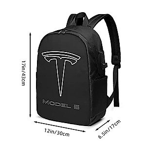 Te-Sla Model-3-Logo Adult Youth Bag Backpack Schoolbag Laptop Bag Usb Camping Bag17 Inch For