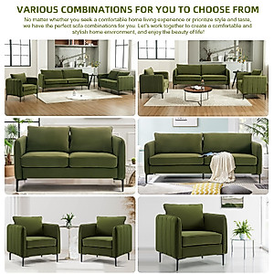 60 Inch Velvet Loveseat, Mid Century Modern Comfy Upholstered Sofa Couch with Metal Legs 2 Seater Sofa 6.3 Inch Extra Thick Cushion Couch for Living Room Small Spaces Apartment(Green)