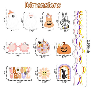 20PCS Groovy Halloween Decorations, Hippie Halloween Hanging Swirls Groovy Spooky Whirls Hanging Streamers Decor for Happy Boo Day Birthday Baby Shower Bachelorette Party