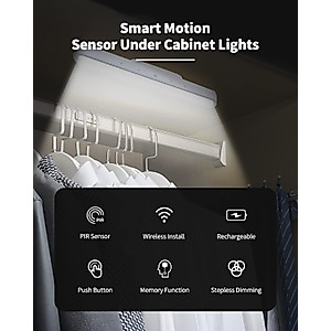 Under Counter Lights for Kitchen,1000LM 2000mAh Under Cabinet Lighting Touch Control Magnetic Closet Light Adjustable Color Temperature/Brightness Rechargeable Light for Kitchen,Shelf,Cabinet