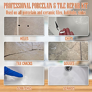 Porcelain Repair Kit White, High-Gloss Chipped Sink & Tile Repair Kit to Quickly Fix Sinks Chips and Tile Cracks with High Bond Strength, Porcelain Sink Repair Kit for Tub, Tile, Sink and Toilet