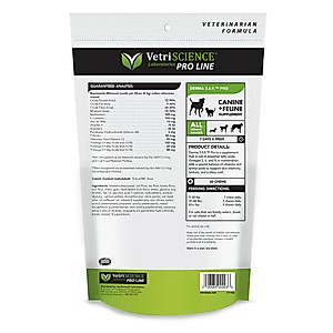 VetriScience Derma 3.6.9 Pro - Dog & Cat Skin Barrier Support Supplement - Aids Skin Hydration & Health - Supports Healthy Shedding for Cats & Dogs - Supplement Supports Healthy Coat - 60 Chews