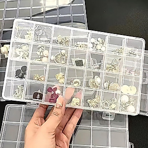 YIKANGHENG 25 Grids 7.5 Inch x 5.2 Inch Fixed Clear Plastic Jewelry Organizer Storage Box Jewelry Earring Tool Containers (1)