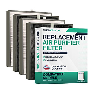 Think Crucial Replacement 2 Air Purifier Filters & 2 Carbon Filters Fit Winix J, Models HR950 & HR1000, Compatible with Part # 117130-4 PACK