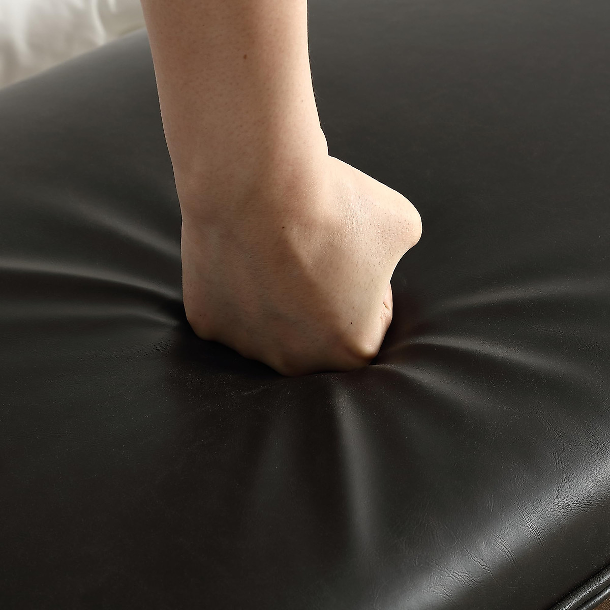 chairus PU Leather Upholstered Entryway Bench Dining Table Benches Farmhouse Shoe Bench Seat for Hallway Bedroom End of Bed Vintage 45.5" Wooden Leg Benches for Kitchen Restaurant Window, Black