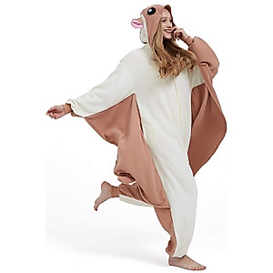 DarkCom Women Men Cosplay Flying Squirrel Onesie Halloween Costume Christmas Pajamas Animal Homewear Sleepwear Large