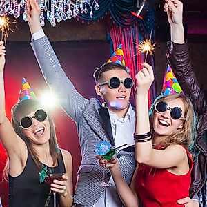 Oudain 9PCS Retro Disco Ball Glasses Funny Party Sunglasses 70s Disco Glasses Silver Chain Glasses for Women Girl Party Favor