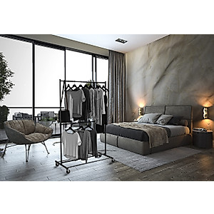 Simple Houseware Dual Bar Adjustable Garment Rack, Black, 72-inch Height