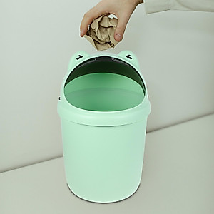 Amosfun Cartoon Frog Trash Can Plastic Garbage Bin with Lid Garbage Can Rubbish Pail Waste Basket Toilet Paper Bucket for Bathroom Kitchen Office Dorm