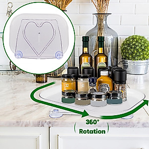 ZVAIGE Lazy Susan for Refrigerator - Fridge Organizers and Storage, Rectangle Clear Turntable Condiments Spice Rotating Storage Rack for Kitchen Cabinet, Dining Table, Countertop (15.75in*11.81in)