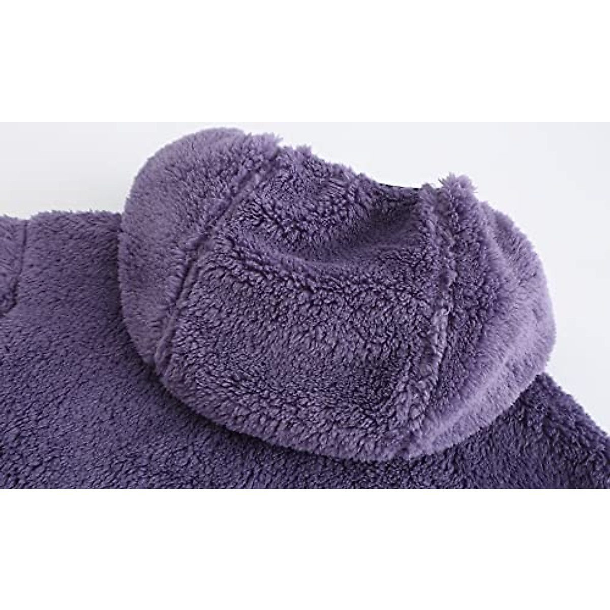 Girl's Jacket Kids Full Zip Ultra Soft Sherpa Fleece Hoodie Sweatshirt Dark Purple 16-18Years