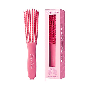 Rizos Curls Detangling Flexi Brush, Detangle Curly, Coily & Kinky Curls, Shower Brush, Reduce Hair Loss & Breakage, Distribute Product and Add Shine, Pink
