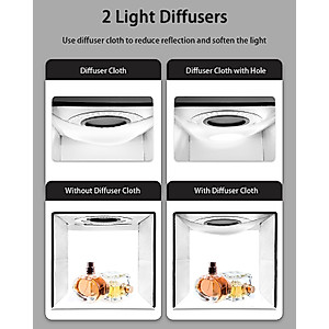 DUCLUS Light Box Photography, Portable Photo Studio Booth Box, 10" x 10" Professional Mini Shooting Tents with 96 LED Lights Dimmable, 6 Backdrops for Small Product: Jewelry, Miniature Models etc.