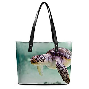 Womens Handbag Sea Turtle Leather Tote Bag Top Handle Satchel Bags For Lady