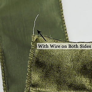 HUIHUANG Olive Green Wired Velvet Ribbon 2-1/2 inch, Green Velvet Wire Ribbon for Christmas Tree, Large Bows, Wreaths, Gift Wrapping, Garland, Home Decor, Crafts-Continuous 10 Yards/Roll