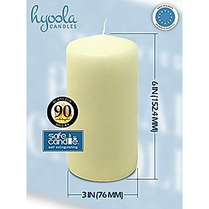 HYOOLA Ivory Pillar Candles 3x6 Inch - Unscented Pillar Candles - 12-Pack - European Made