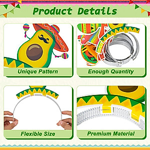 12 PCS Colorful Patterned Cardboard Sombrero Hats, Fiesta Headbands for Mexican Theme Celebration Party Favors