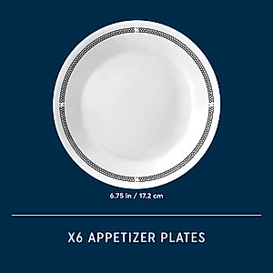 Corelle 6-Piece 6.75" Appetizer Round Plates, Vitrelle Triple Layer Glass, Lightweight Round Plates, Dessert Plates, Chip and Scratch Resistant, Microwave and Dishwasher Safe, Brasserie