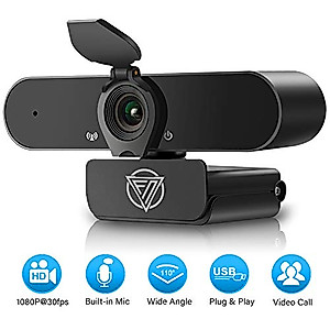 Webcam with Microphone 1080P USB Web Camera Full HD Widescreen Computer Camera for Desktop PC Laptop Mac Zoom Skype Google Meeting Video Calling Recording Conference Online Teaching Business Gaming