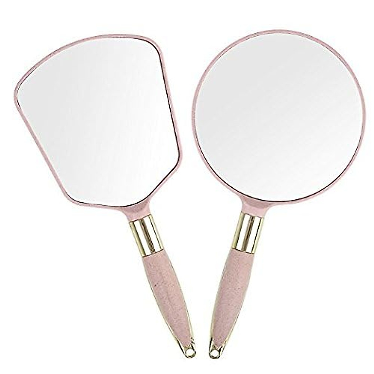 XPXKJ Handheld Mirror with Handle, for Vanity Makeup Home Salon Travel Use (Pink, Square)