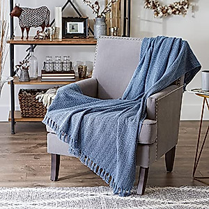 DII Industrial Tonal Textured Woven Throw 50x60, French Blue