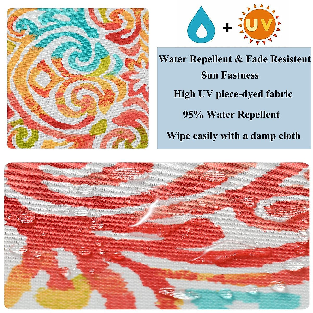 FUNHOME Outdoor Bench Cushion Water-Resistant, 45 x 18 Inch Bench Cushions for Outdoor Furniture, Settee Cushions with Handle and Straps, Patio Couch Cushion 1 Pack, Melora Paisley, Corinthian Dapple