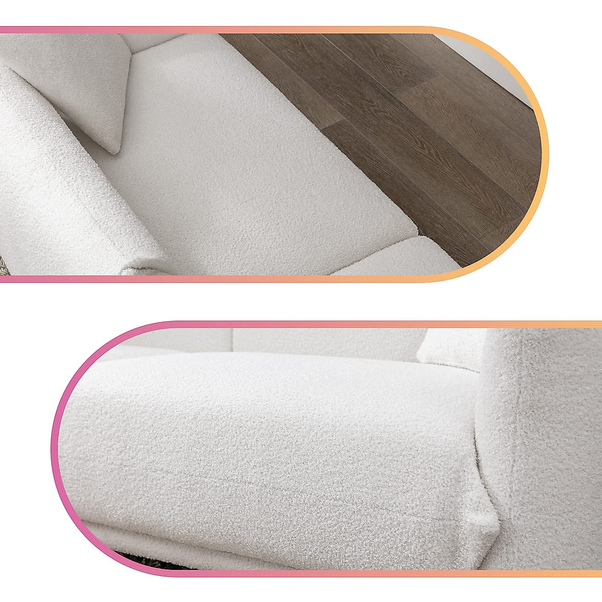 Mixoy Modular Sectional Sofa Couch, Minimalist Lambswool Sofa Bed 88.9''W, Mid Century Loveseat Sofa Couch for Small Spaces Bedroom Living Room, Bedroom, Home Office,Apartment,Beige