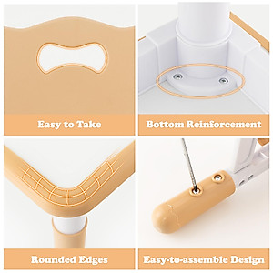 INFANS Kids Table and Chiar Set, Height Adjustable Toddler Desk and 4 Chairs with Graffiti Desktop Non-Slip Legs, Large 47" L x 23.5" W Multi-Activity Art Table for Daycare Classroom Home (Natural)