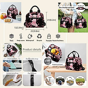 Aoopistc Axolotl & Cherry Blossom School Backpack Set, Bookbag Student Book Bag Travel Daypack with Lunch Box & Water Bottle Bag for Girls