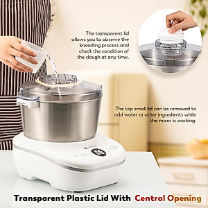 Moongiantgo 5L Dough Maker with Ferment Function, 200W Dough Kneading Machine with 304 Stainless Steel Bowl, Low Noise Operation, Microcomputer Timing, Touch Panel (White)