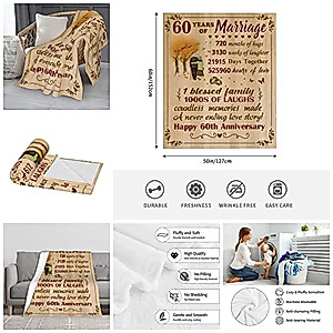 Pigipfu Anniversary Marriage Gifts, Anniversary Blankets 60x50 Gifts for Him, 60th Anniversary Wedding Gifts for Husband, 60 Year Anniversary Wedding Gifts for Wife, Anniversary Wedding Gifts for Her